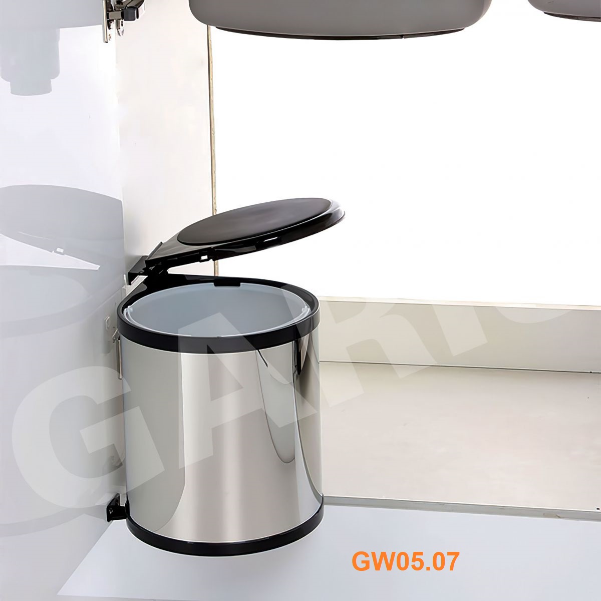 Thùng rác tròn gắn cánh đặt dưới bồn rửa GARIS GW05.10 GW05.07